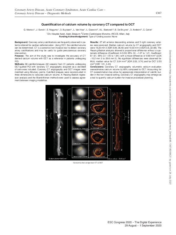 (PDF) Quantification of calcium volume by coronary CT compared to OCT