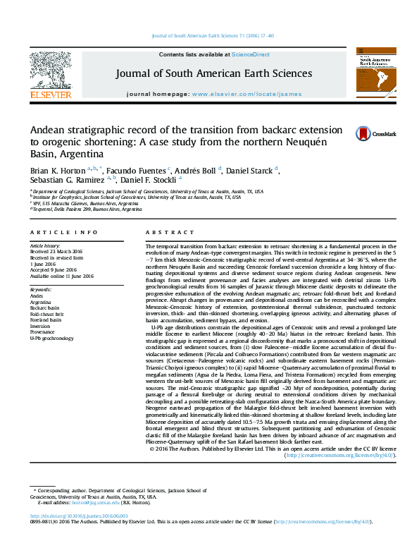 (PDF) Andean stratigraphic record of the transition from backarc extension to orogenic ...
