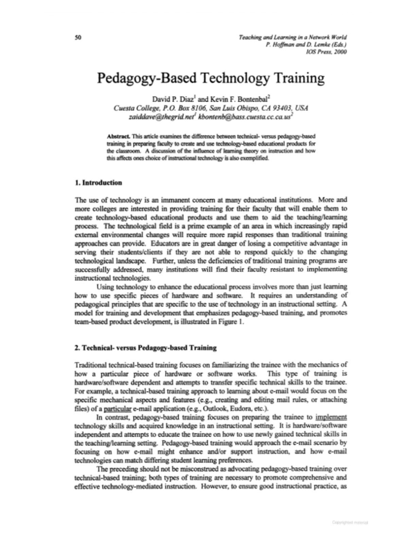 (PDF) Pedagogy-based technology training