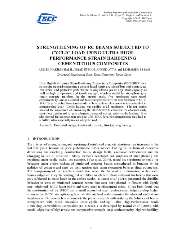 (PDF) Strengthening of RC Beams Subjected to Cyclic Load Using Ultra ...