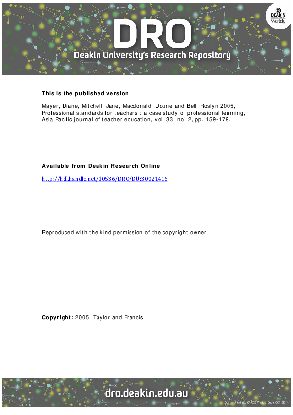 (PDF) Professional standards for teachers: a case study of professional ...