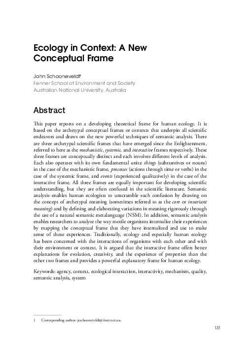 (PDF) Ecology in Context: A New Conceptual Frame