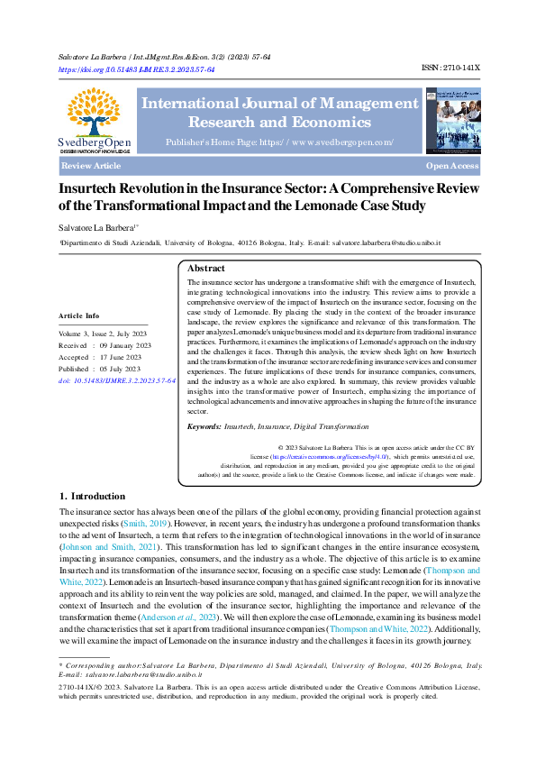 (PDF) Insurtech Revolution in the Insurance Sector: A Comprehensive ...