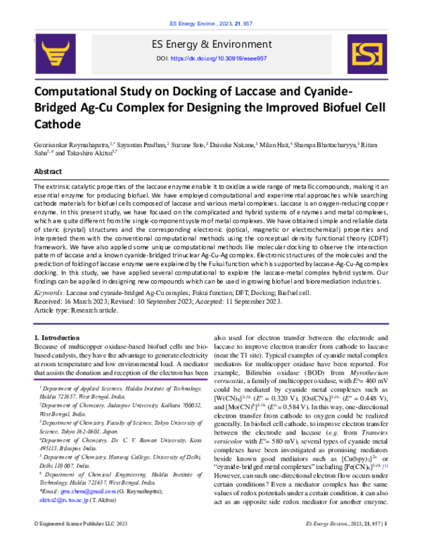 (PDF) Laccase-Cyanide Ag-Cu Complex for Biofuel Cells