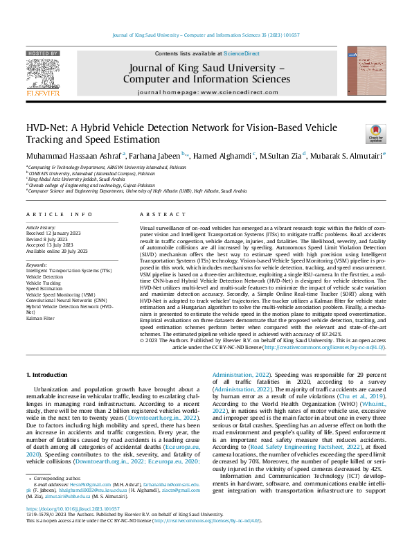 (PDF) HVD-Net: A Hybrid Vehicle Detection Network for Vision-Based Vehicle Tracking and Speed ...