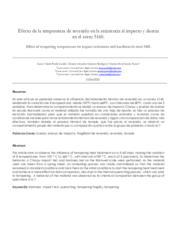(PDF) Effect of tempering temperature on impact resistance and hardness ...