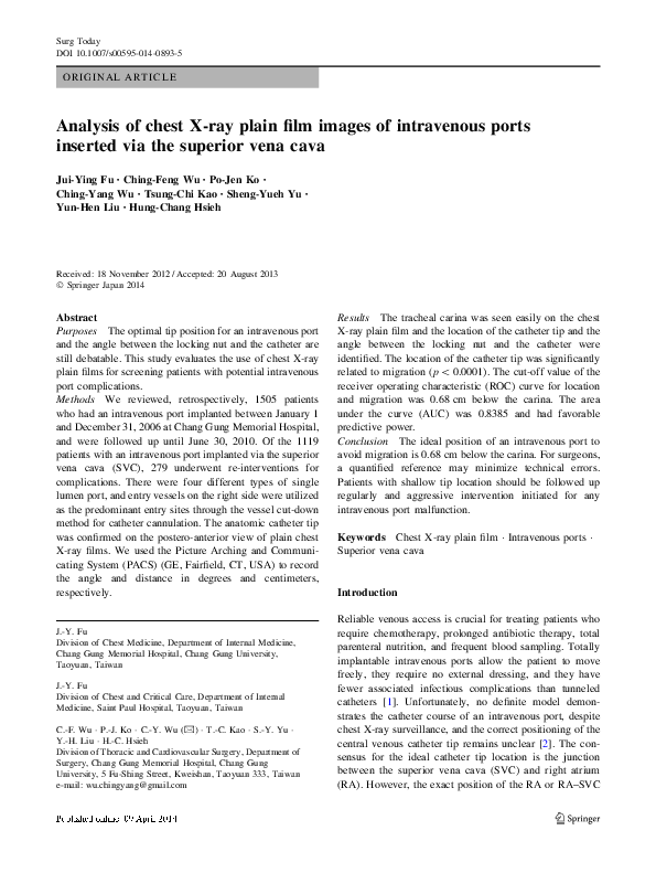 (PDF) Analysis of chest X-ray plain film images of intravenous ports ...