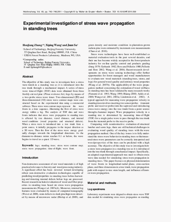 (PDF) Experimental investigation of stress wave propagation in standing ...