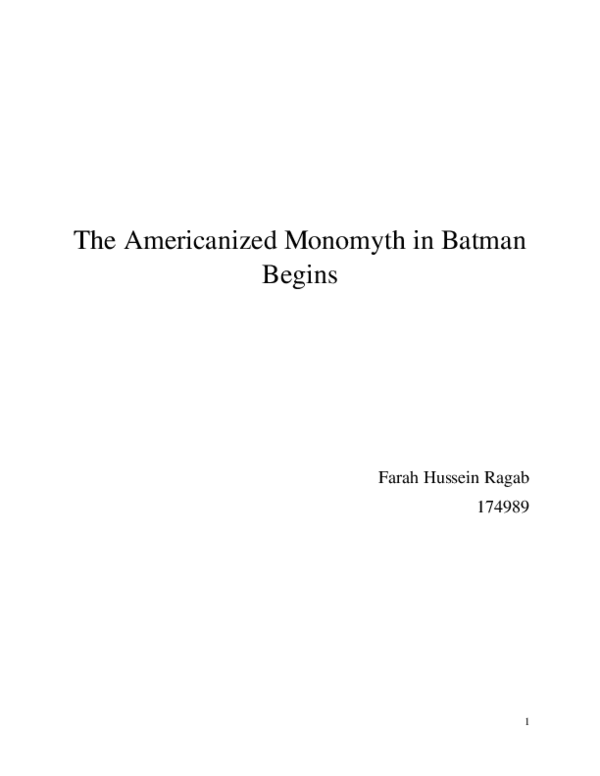 (PDF) The Americanized Monomyth in Batman Begins