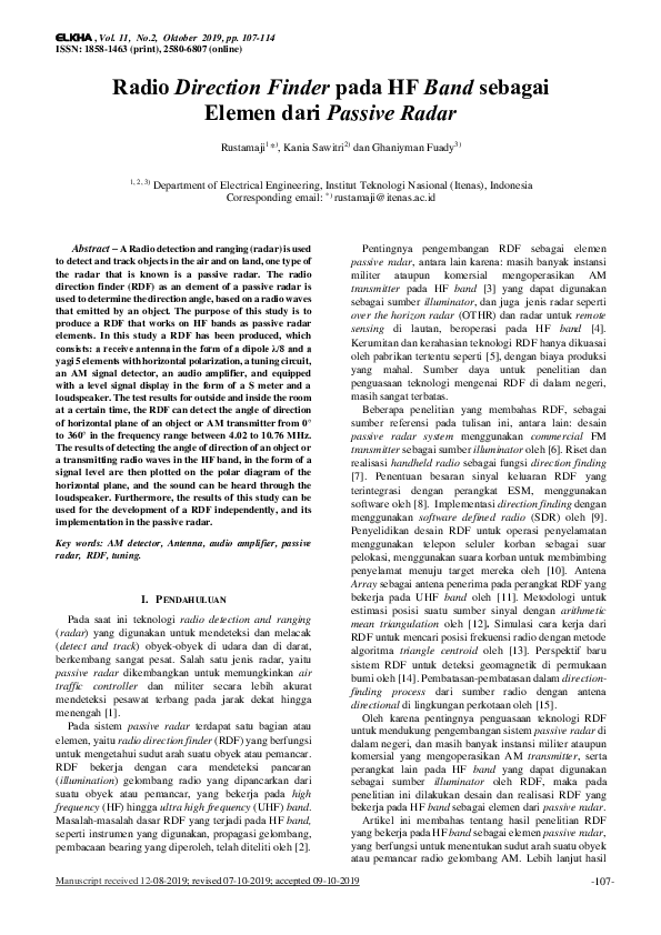 (PDF) Radio Direction Finder pada HF Band sebagai Elemen dari Passive ...