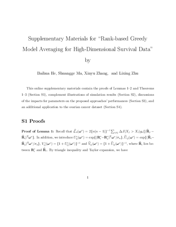 (PDF) Rank-Based Greedy Model Averaging for High-Dimensional Survival Data