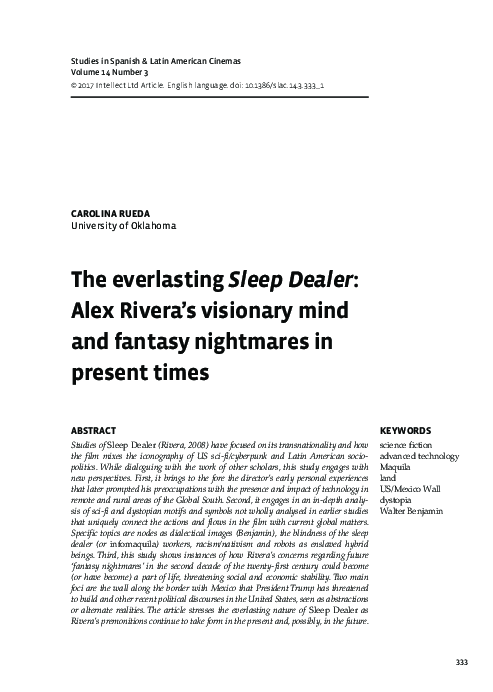 (PDF) The everlasting Sleep Dealer: Alex Rivera’s visionary mind and ...