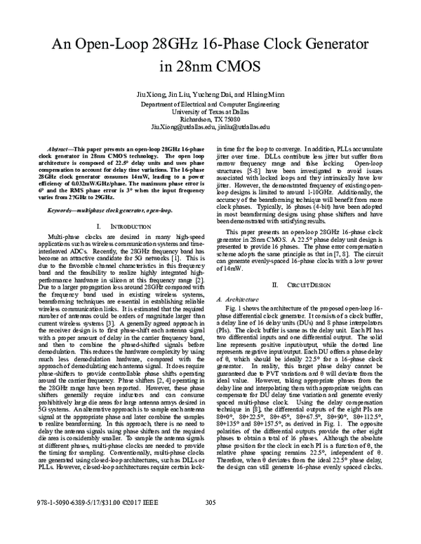(PDF) An open-loop 28GHz 16-phase clock generator in 28nm CMOS