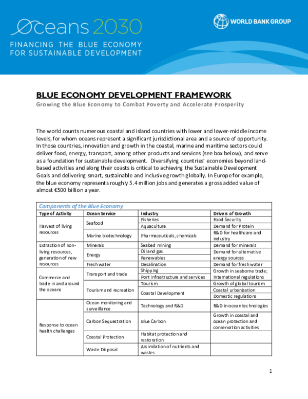 (PDF) Blue Economy Development Framework Oceans 2030