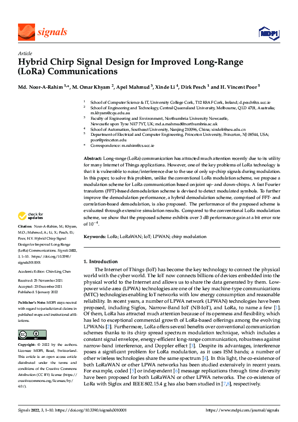 (PDF) Hybrid Chirp Signal Design for Improved Long-Range (LoRa ...