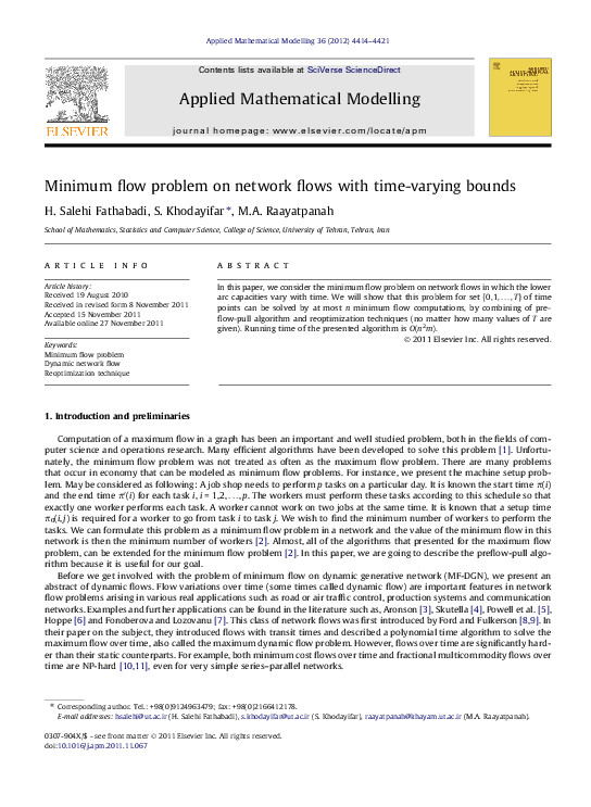 (PDF) Minimum flow problem on network flows with time-varying bounds