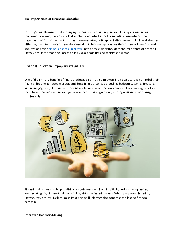 (DOC) The Importance of Financial Education