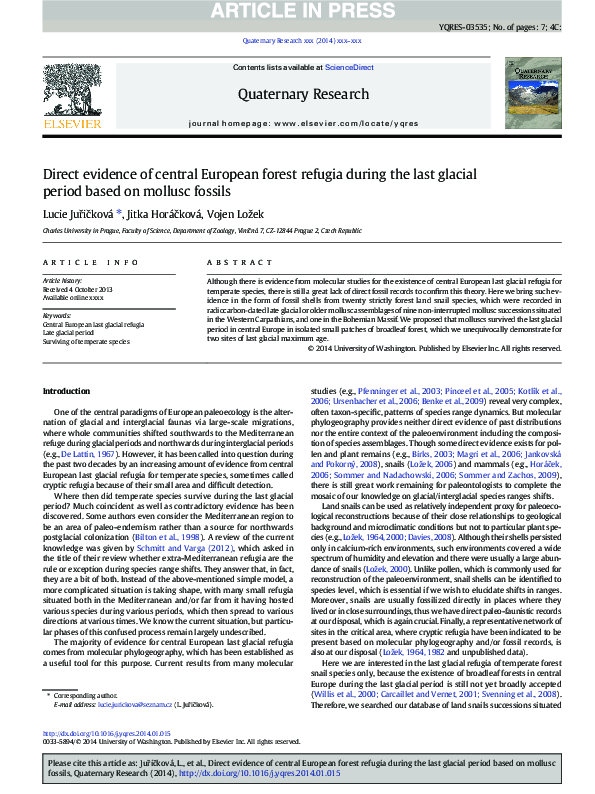(PDF) Direct evidence of central European forest refugia during the ...