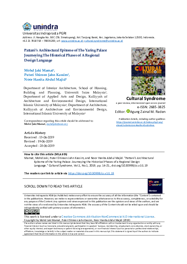 (PDF) Pattani’s Architectural Epitome of the Yaring Palace: Journeying ...