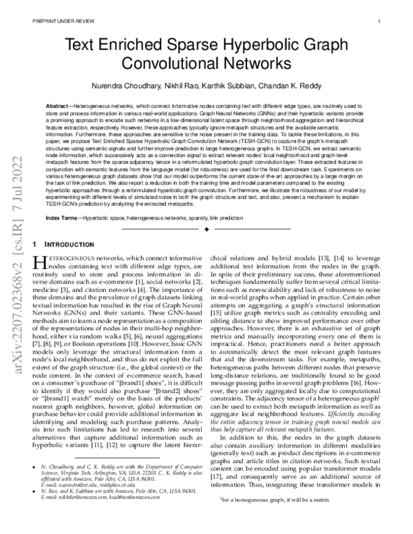 (PDF) Text Enriched Sparse Hyperbolic Graph Convolutional Networks