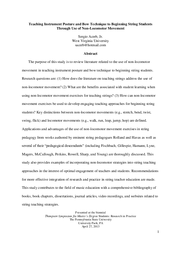 (PDF) Teaching Instrument Posture and Bow Technique to Beginning String ...