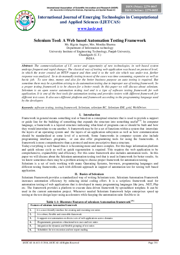 Pdf Selenium Tool A Web Based Automation Testing Framework