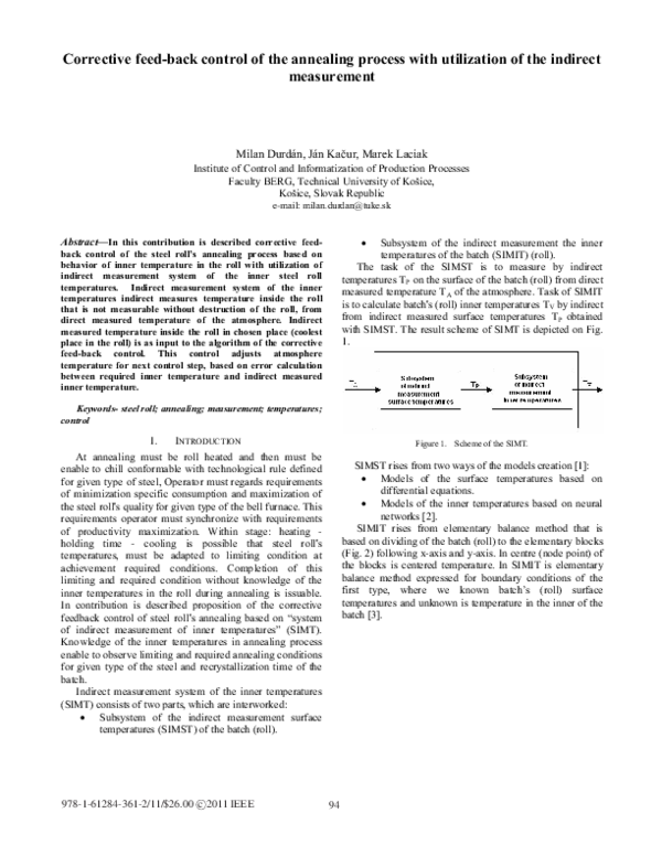 (PDF) Corrective feed-back control of the annealing process with ...