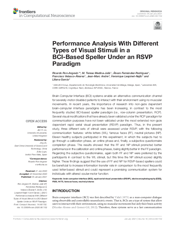 Pdf Performance Analysis With Different Types Of Visual Stimuli In A