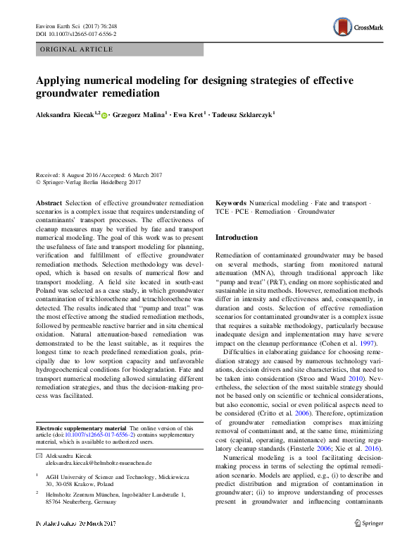 (PDF) Applying numerical modeling for designing strategies of effective groundwater remediation ...