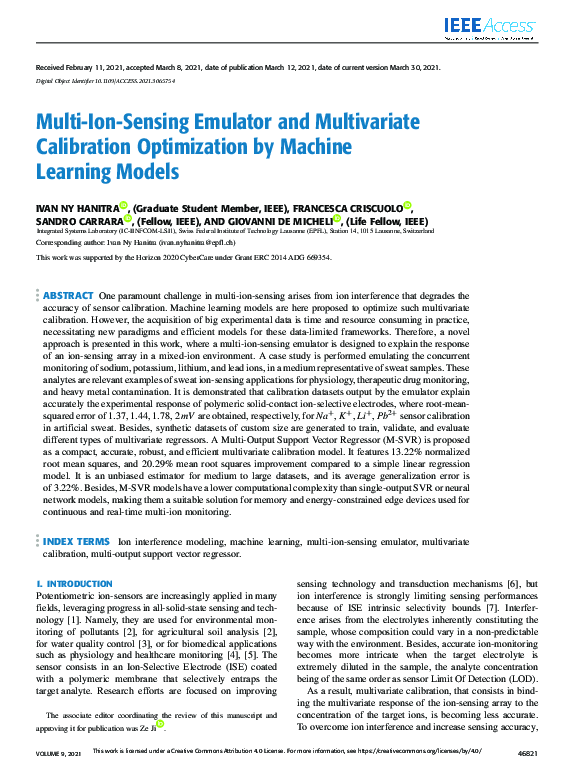 Pdf Multi Ion Sensing Emulator And Multivariate Calibration Optimization By Machine Learning