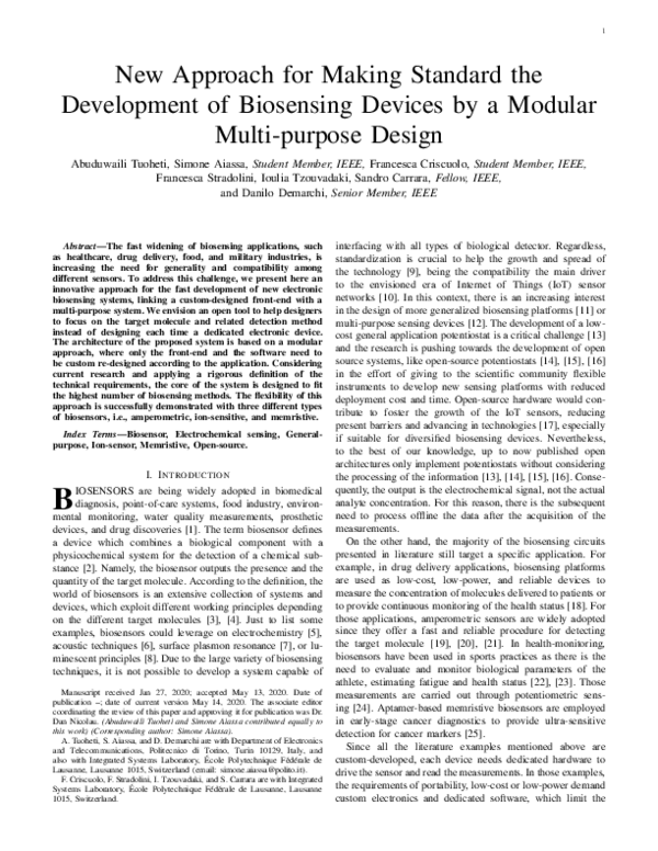 (PDF) New Approach for Making Standard the Development of Biosensing ...