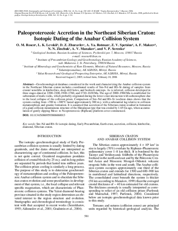 (PDF) Paleoproterozoic accretion in the Northeast Siberian craton ...