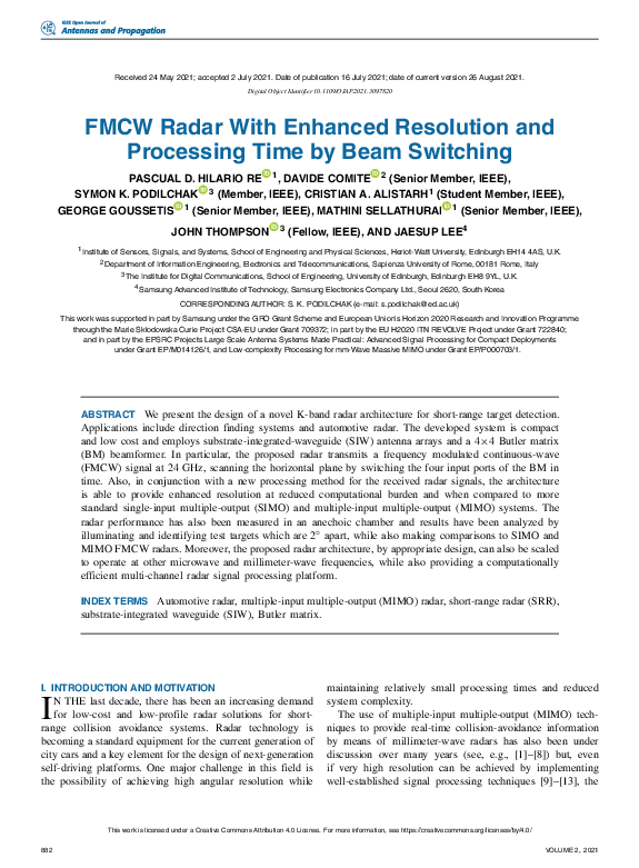 (PDF) FMCW Radar With Enhanced Resolution and Processing Time by Beam ...