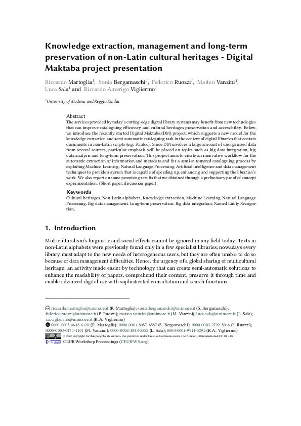 (PDF) Knowledge extraction, management and long-term preservation of ...