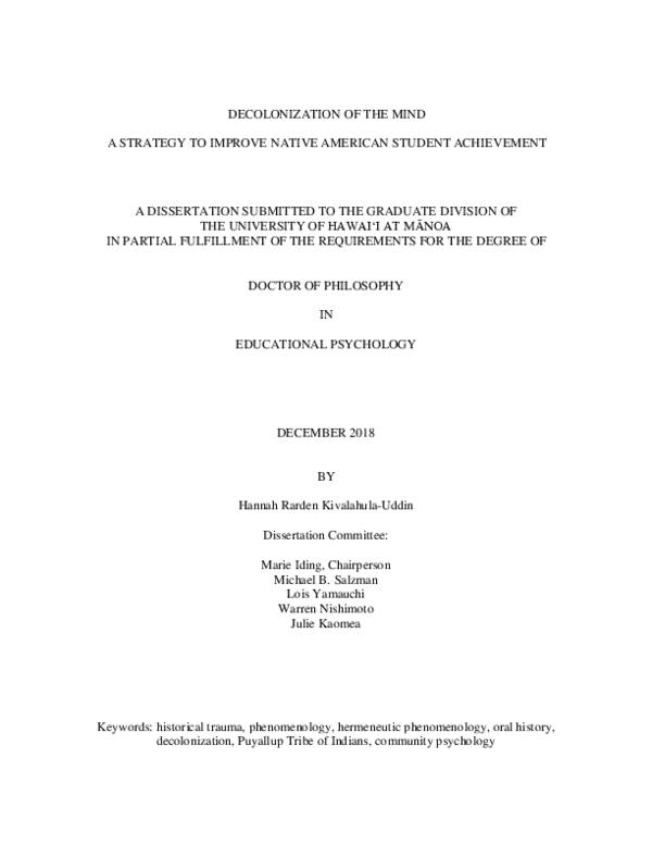 (PDF) Decolonization of the Mind a Strategy to Improve Native American ...