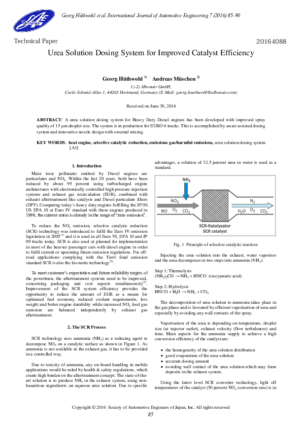 (PDF) Urea Solution Dosing System for Improved Catalyst Efficiency