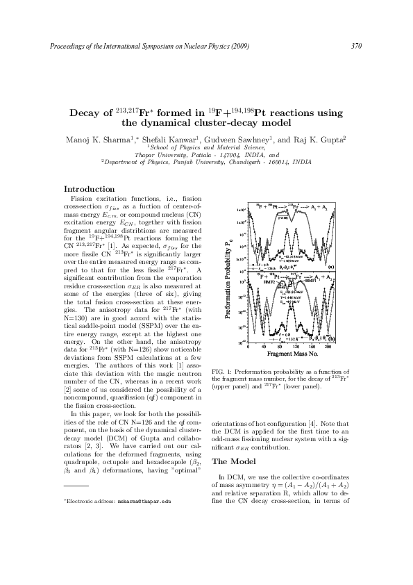 (PDF) DECAY OF 202Pb* FORMED IN 48Ca+154Sm REACTION USING THE DYNAMICAL ...