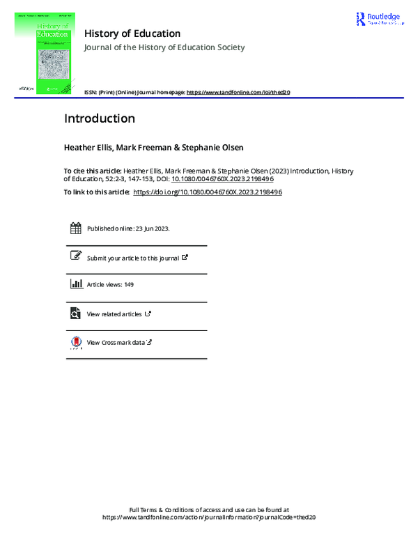 (PDF) Introduction: Histories of education in the past, present and ...