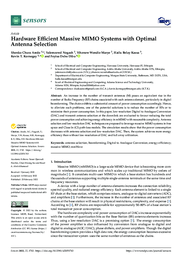 Pdf Hardware Efficient Massive Mimo Systems With Optimal Antenna Selection