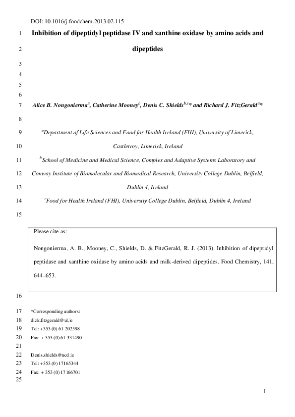 (PDF) Inhibition of dipeptidyl peptidase IV and xanthine oxidase by ...