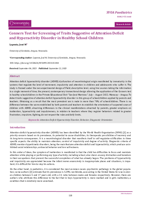 (PDF) Conners Test for Screening of Traits Suggestive of Attention ...