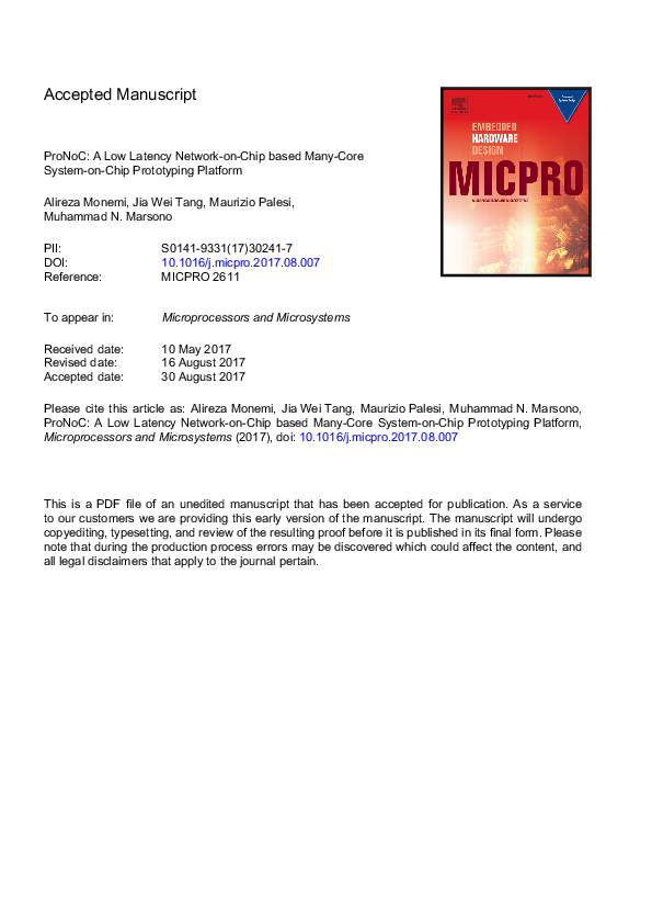 Pdf Pronoc A Low Latency Network On Chip Based Many Core System On Chip Prototyping Platform