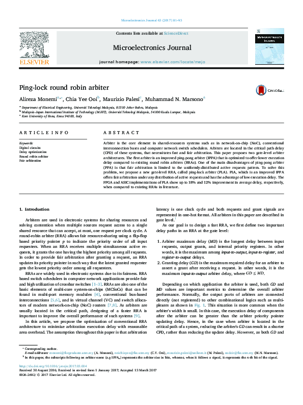 (PDF) Ping-lock round robin arbiter