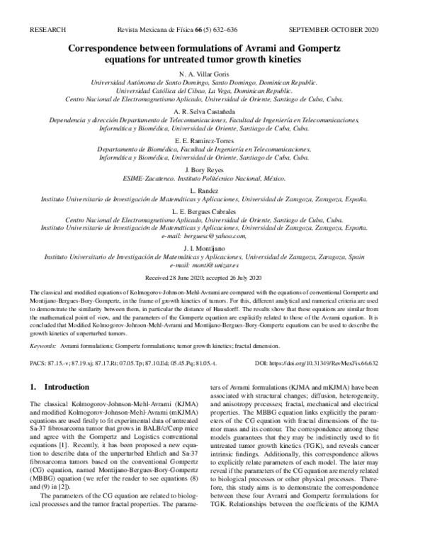 (PDF) Correspondence between formulations of Avrami and Gompertz ...
