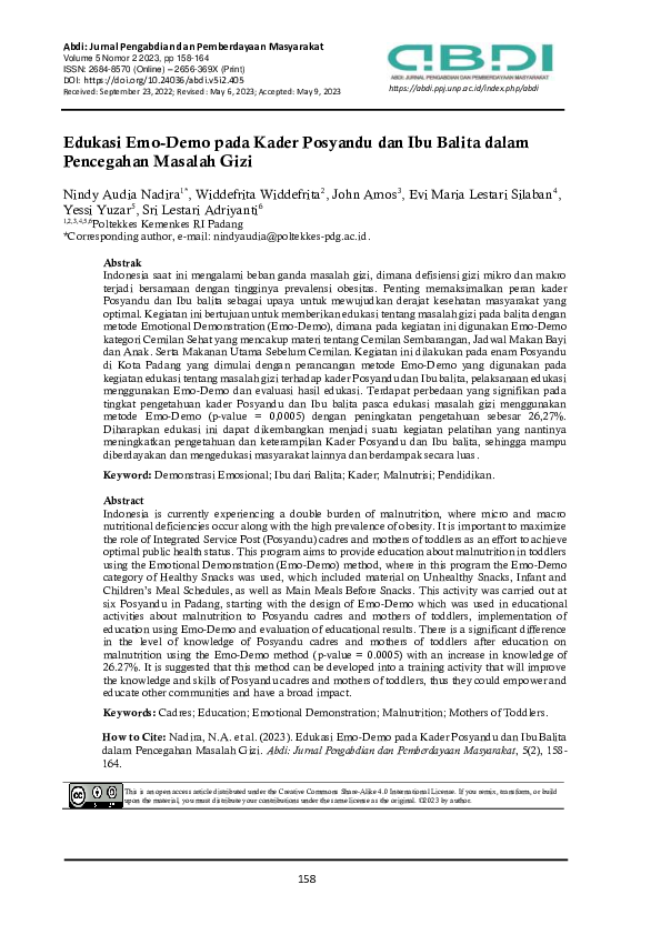 (PDF) Edukasi Emo-Demo pada Kader Posyandu dan Ibu Balita dalam ...