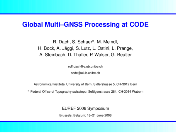 (PDF) Global Multi-GNSS Processing at CODE