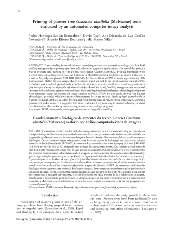 (PDF) Priming of pioneer tree Guazuma ulmifolia (Malvaceae) seeds ...