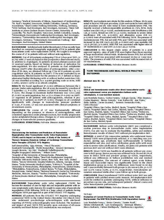 (PDF) TCT-81 Clinical and hemodynamic results after direct transcatheter aortic valve ...
