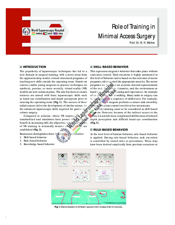 (PDF) Role of Training in Minimal Access Surgery