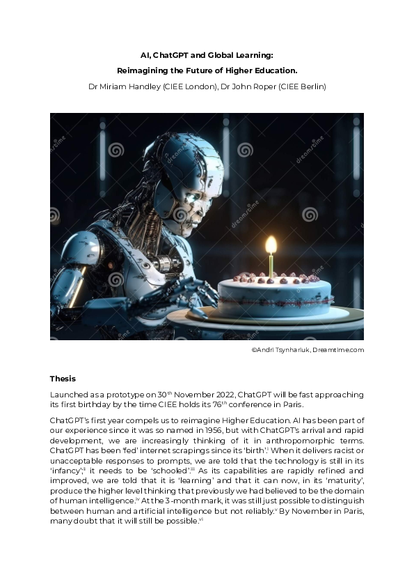 (PDF) AI, ChatGPT and Global Learning: Reimagining the Future of Higher ...